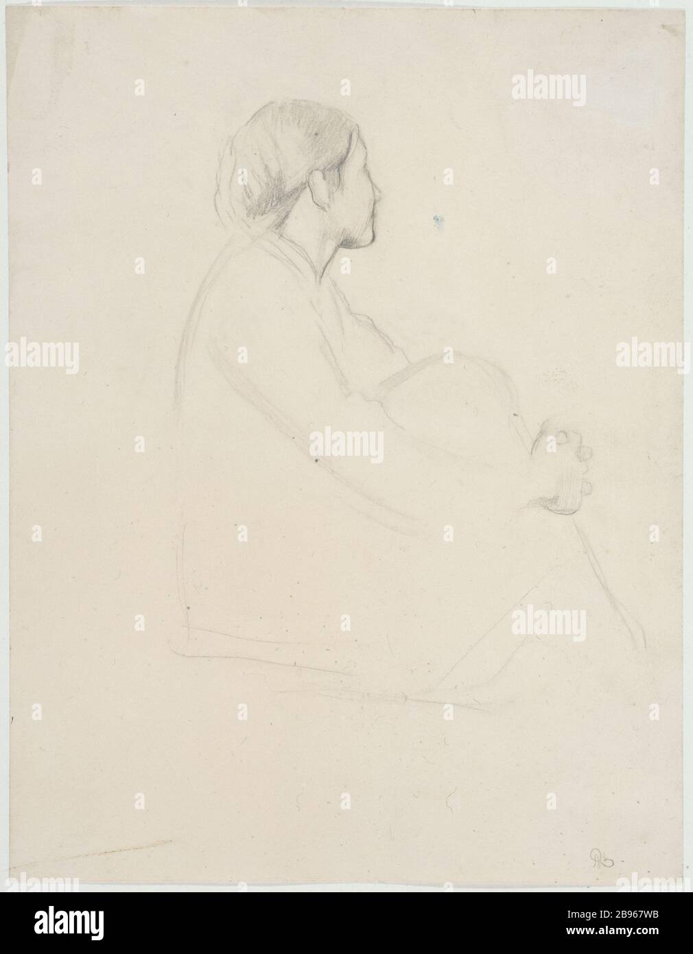 STUDY OF WOMEN SITTING PROFILE Ary Renan (1858-1900). "Etude de femme ...