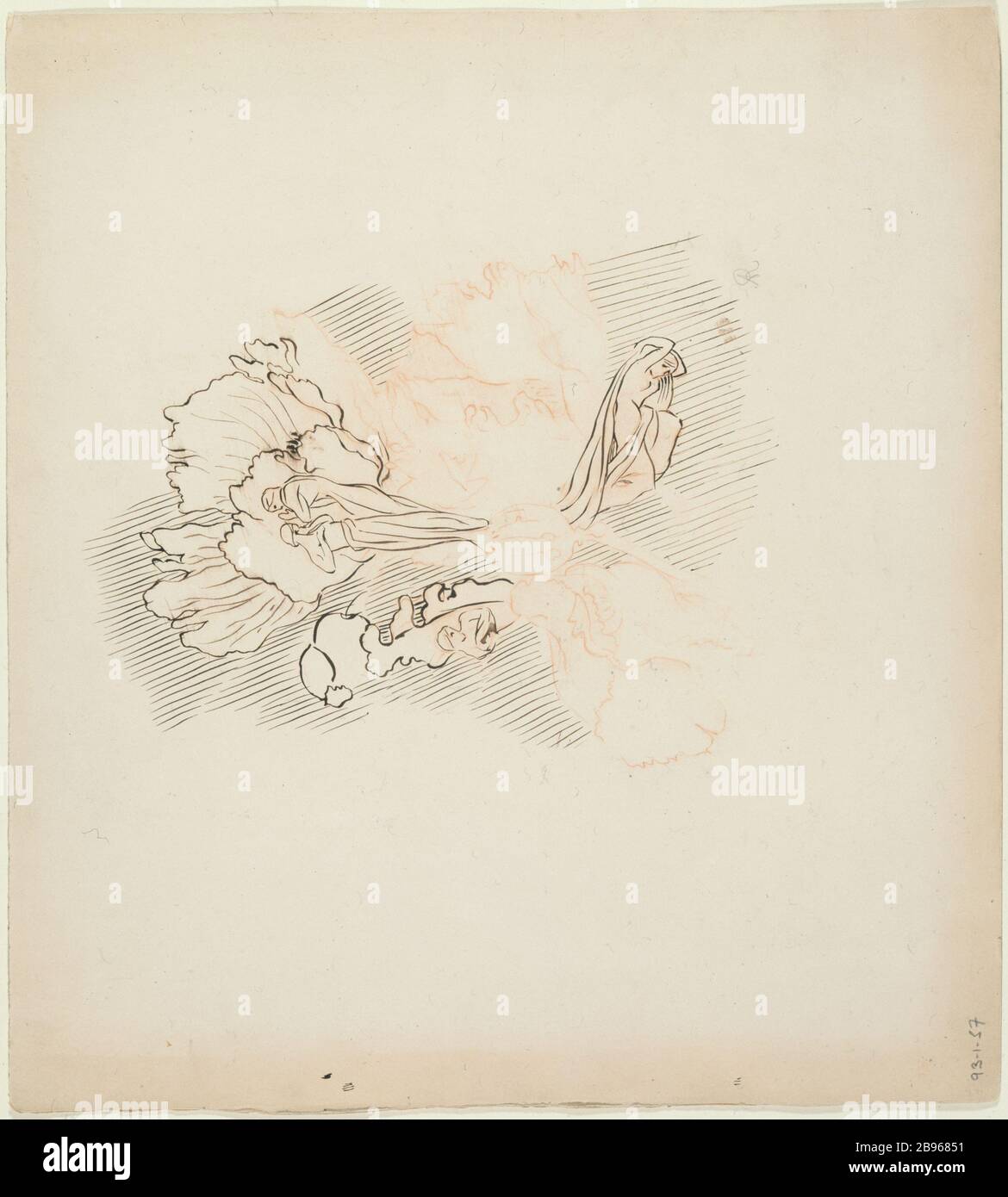 STUDY OF FLOWER AND CHARACTERS Ary Renan (1858-1900). "Etude de fleurs ...