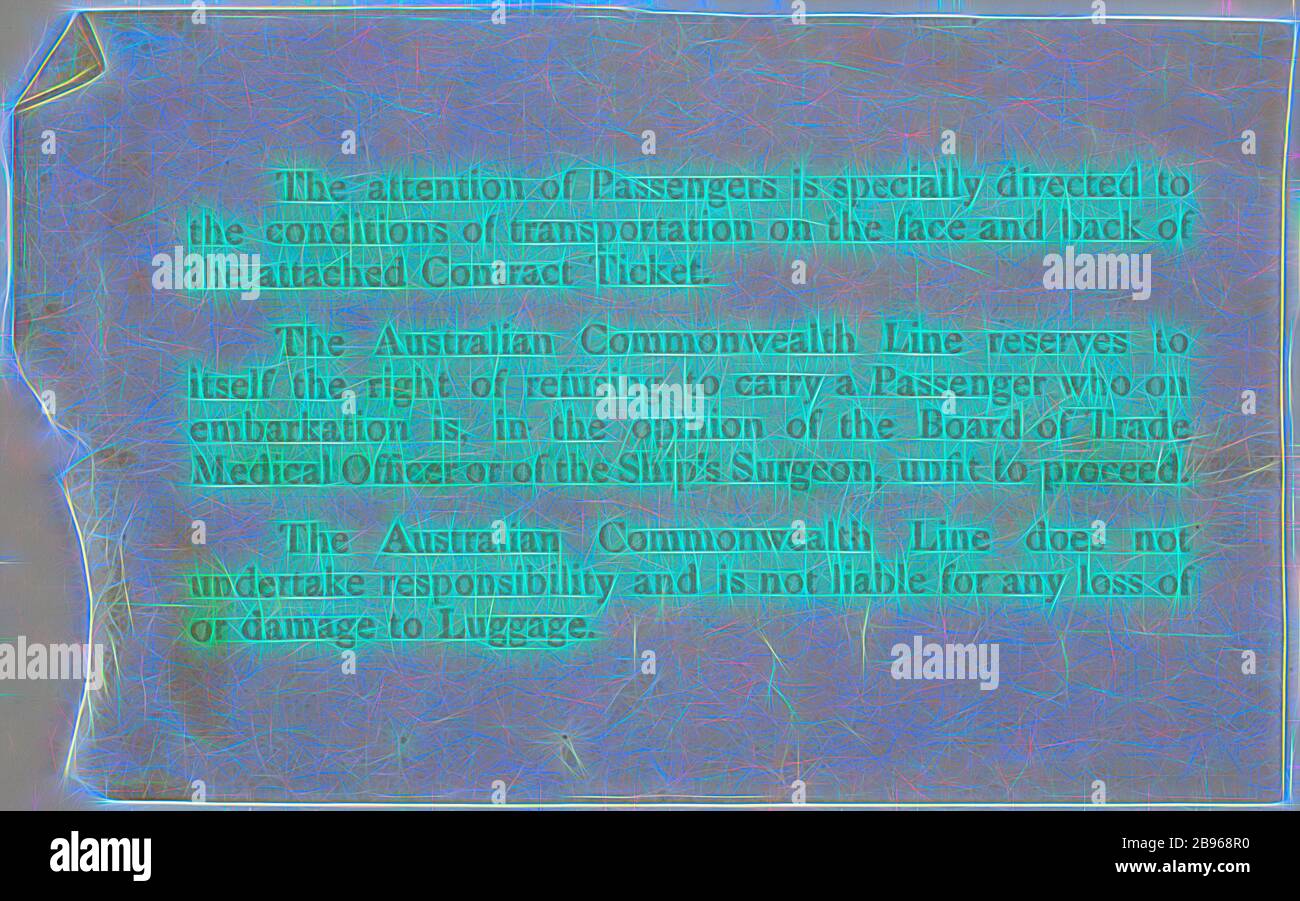 Leaflet - Conditions for Travel, Australian Commonwealth Line, 3 Apr ...