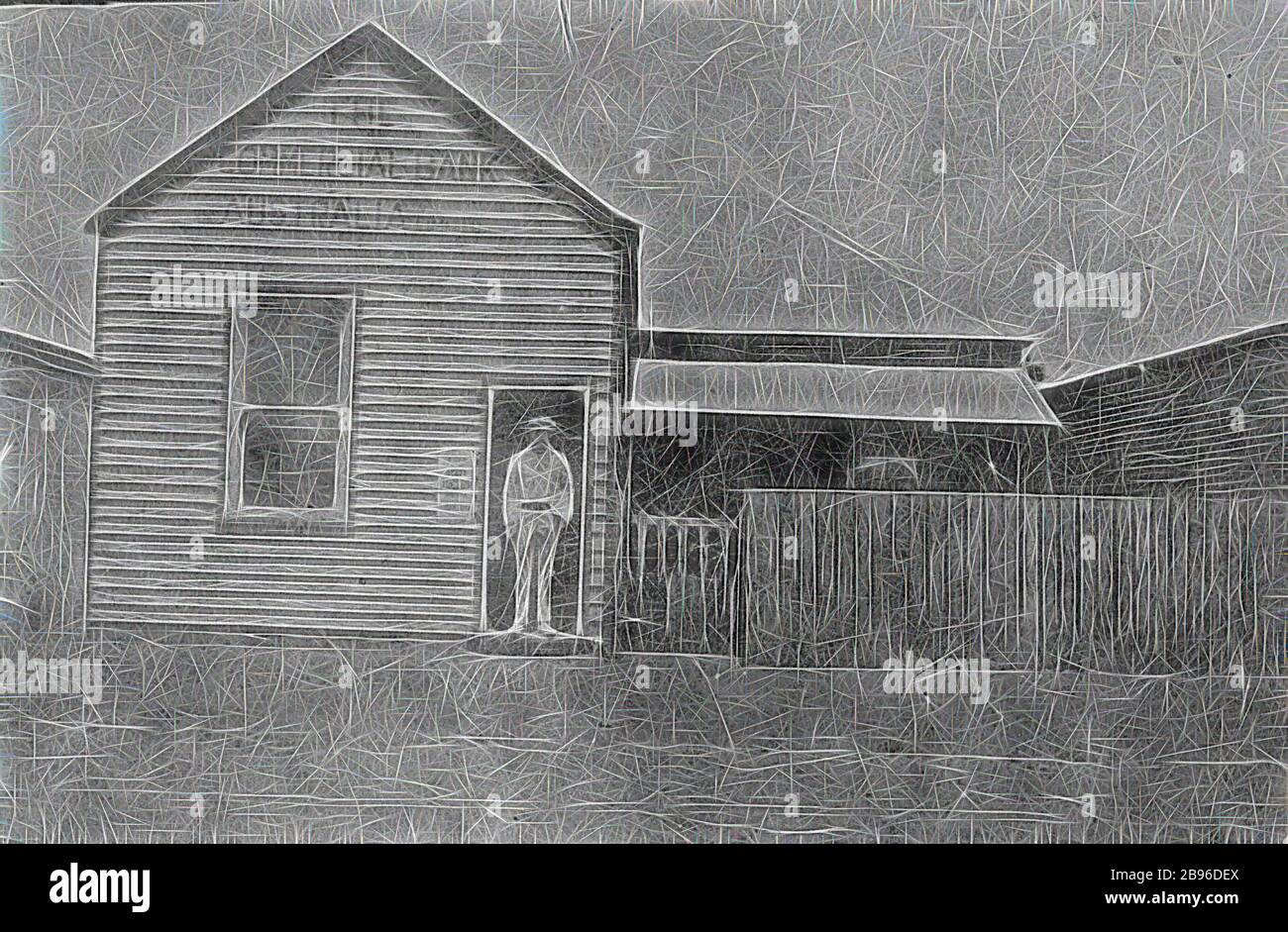 Negative - Berriwillock, Victoria, circa 1920, Man standing in door of ...