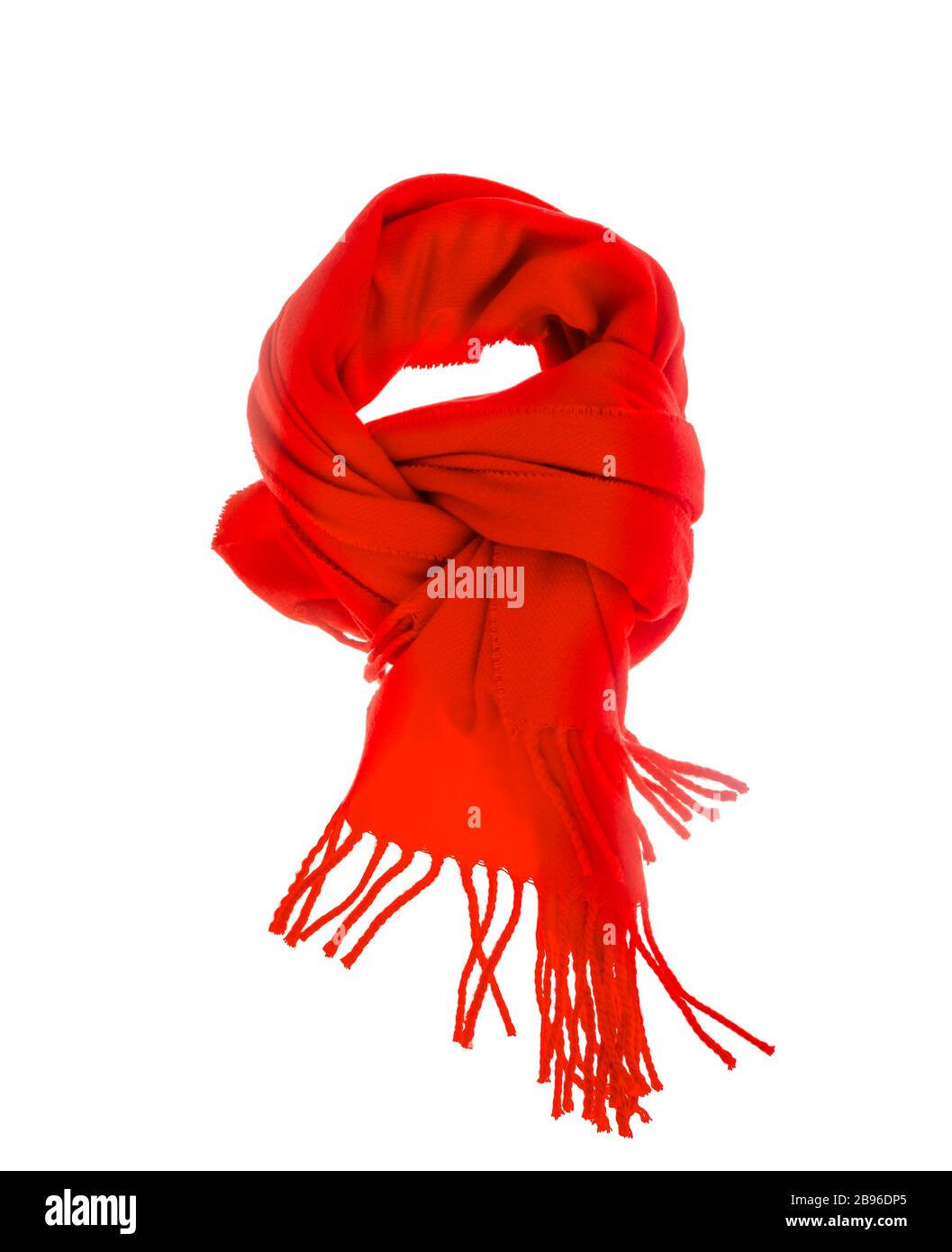 Red textile scarf isolated on white background. Studio Photo Stock ...