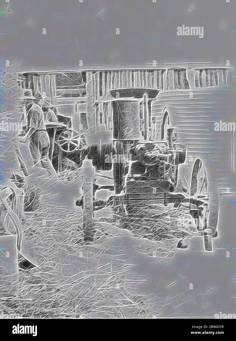 Negative - Cocamba, Victoria, circa 1915, Two men work with a haystack ...