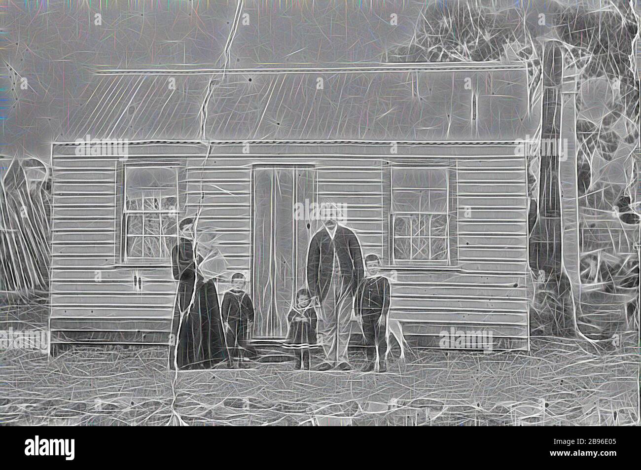 Negative - Brackley Family in Front of their Home, Llanelly, Victoria ...