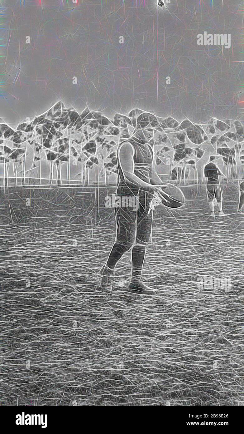 Negative - Adelaide, South Australia, 1911, A football player preparing ...