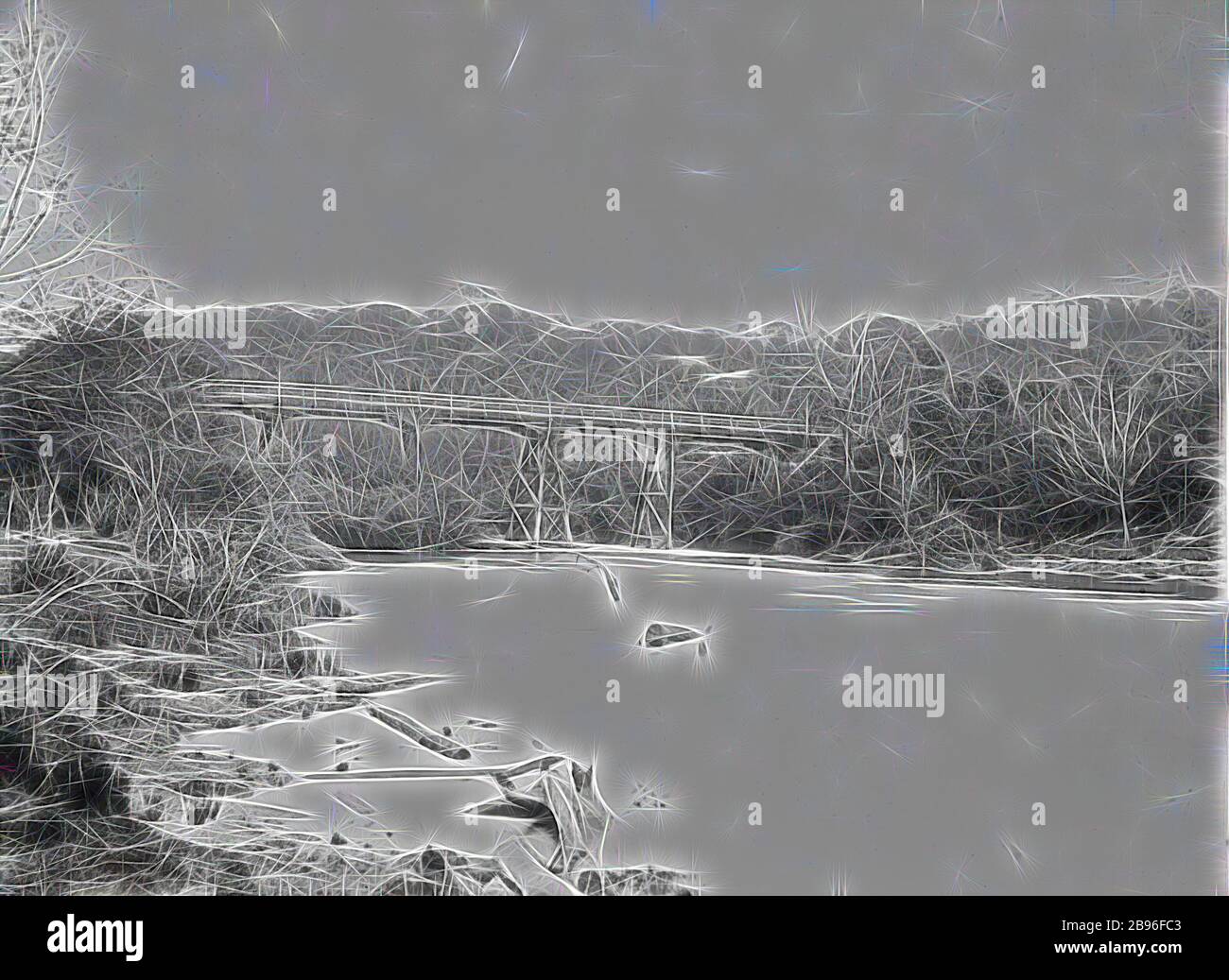 Negative - Warrandyte, Victoria, 1909, A bridge across the Yarra River ...