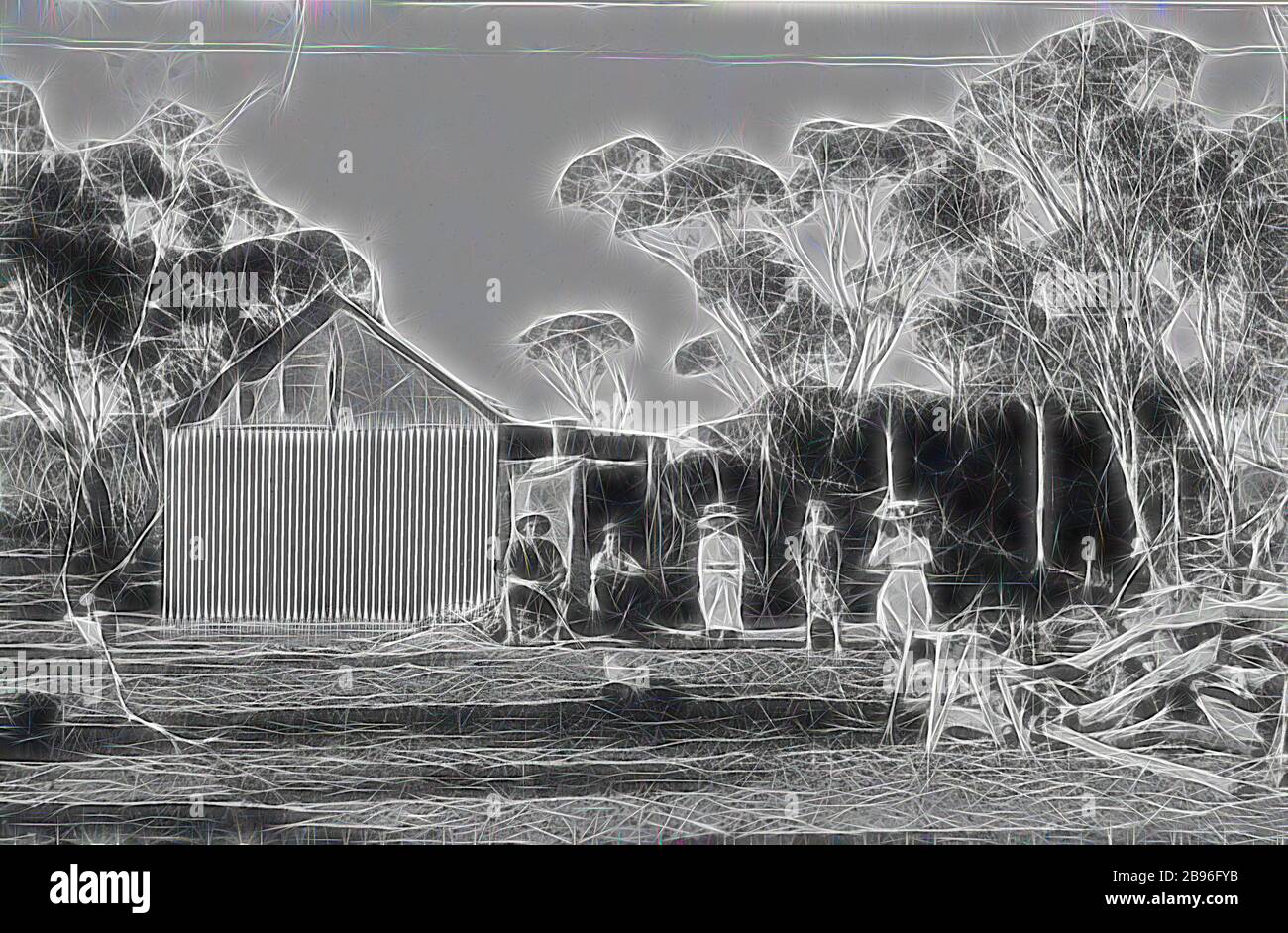 Negative - Merbein, Victoria, 1910, A family group in front of their ...