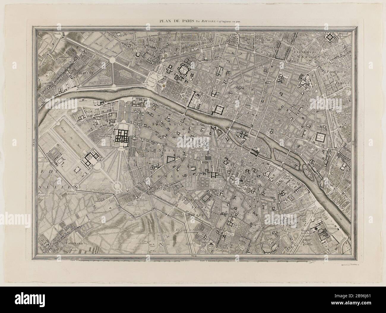 Paris map by Roussel, master engineer in 1700 Roussel. "Plan de Paris ...