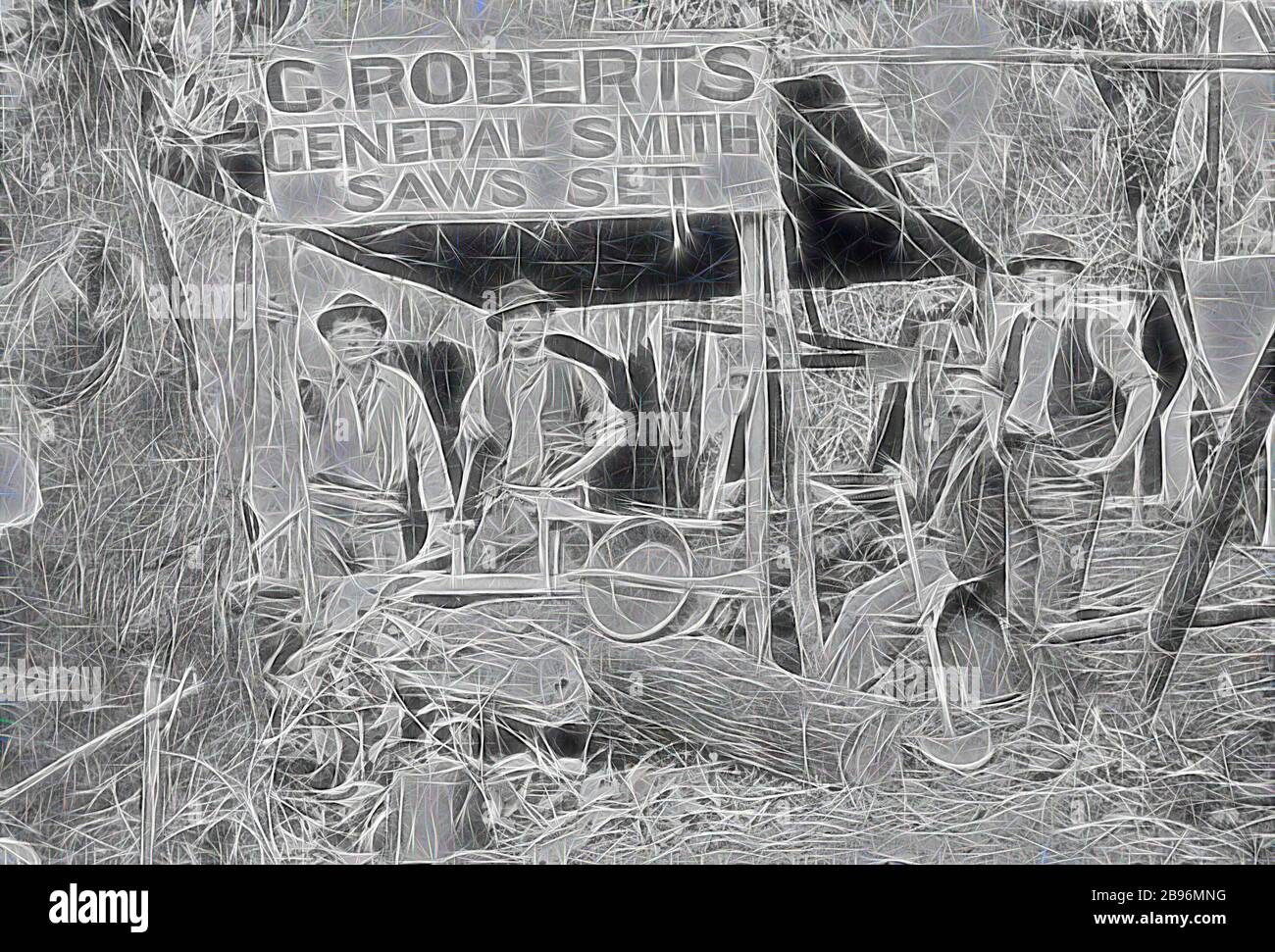 Negative - Mafeking (?), Victoria, circa 1900, A lean-to with a sign ...