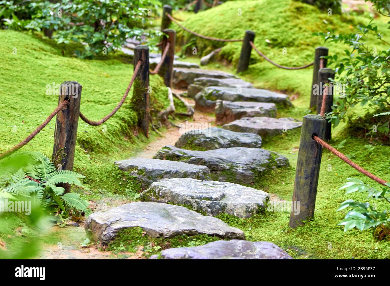 Stone path in Japanese style garden Stock Photo - Alamy