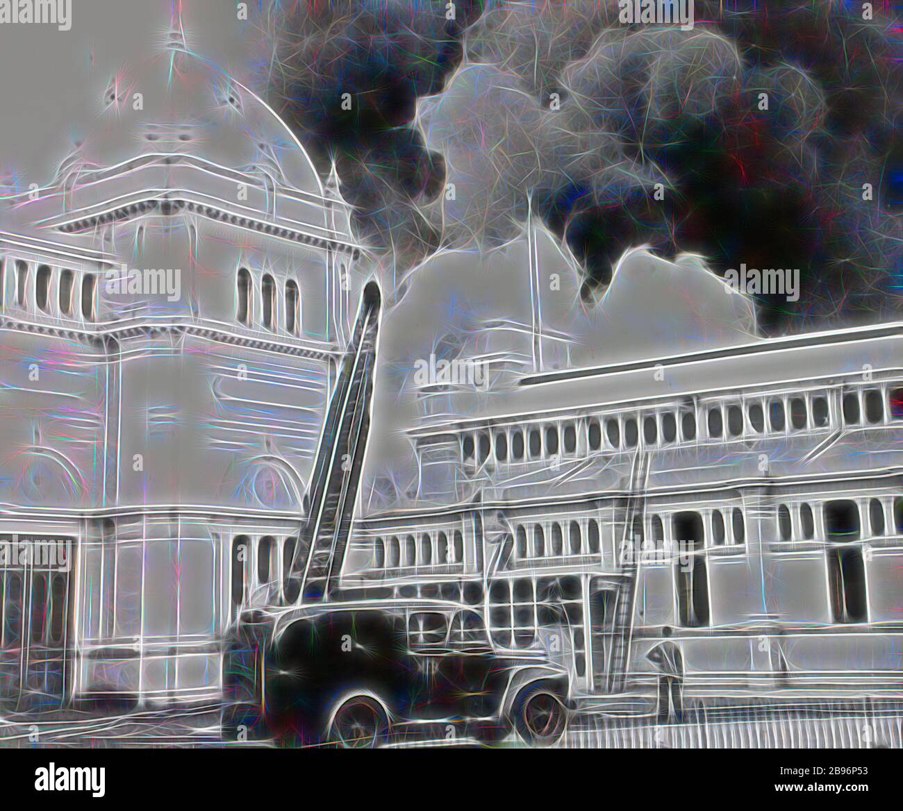 Photograph - Aquarium Fire, Exhibition Building, Melbourne, 1953, Black ...