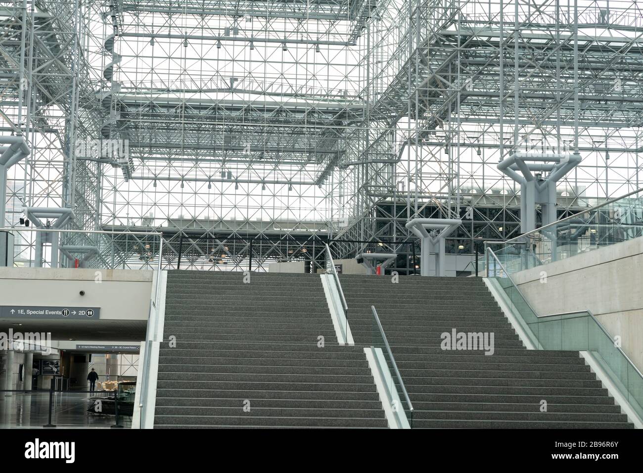 New York, NY - March 23, 2020: Interior of empty Jacob Javits ...