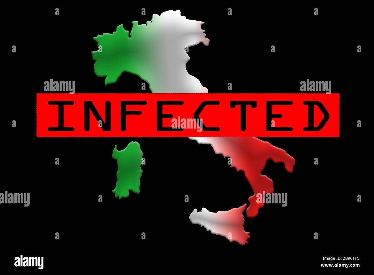 INFECTED title title with Italian flag and state border map on black ...