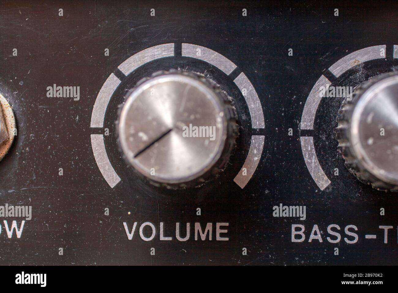 Close up shot of an old electric guitar amplifier knobs Stock Photo - Alamy