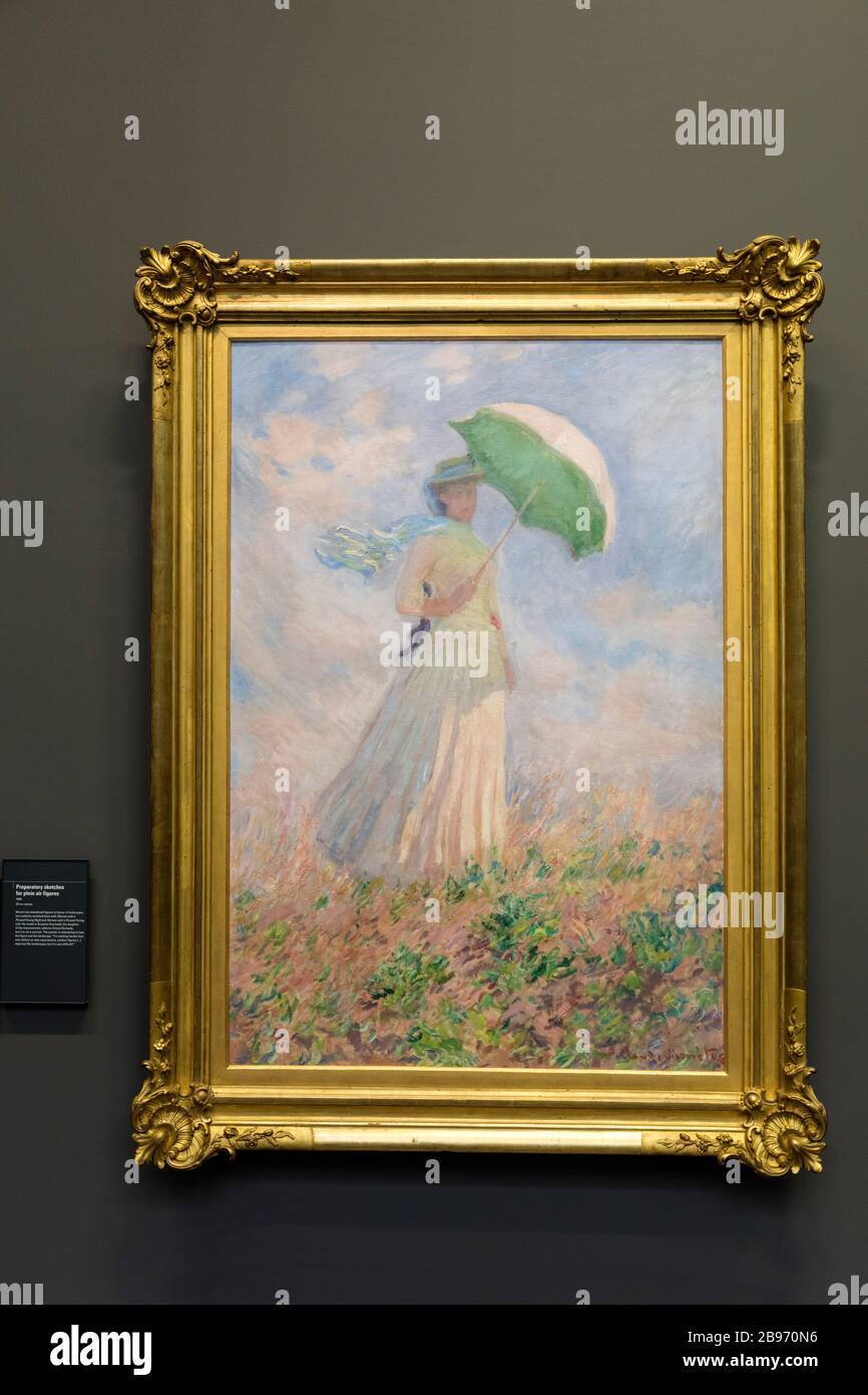 Monet Woman With A Parasol Facing Right
