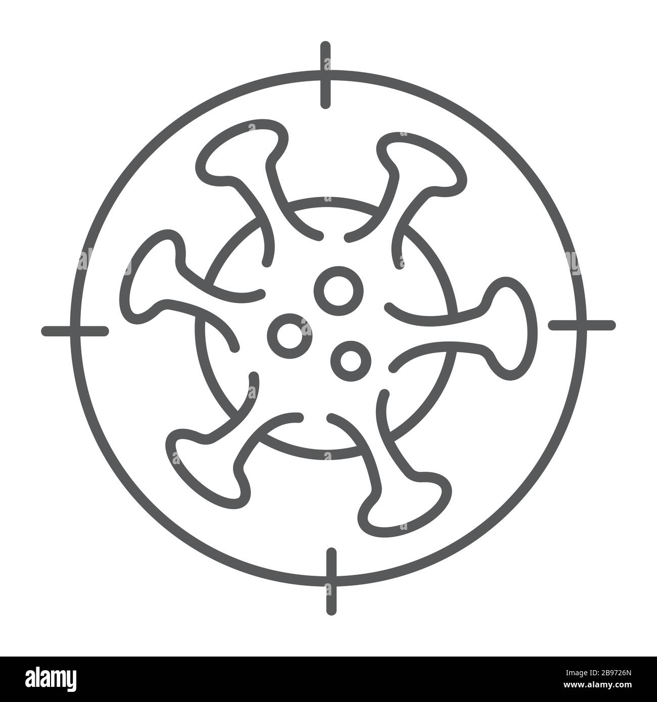Coronavirus kill thin line icon, virus and microorganism, covid 19 ...