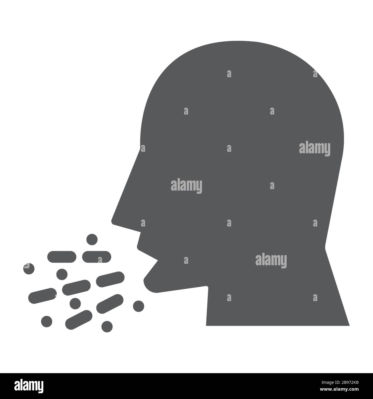 Cough glyph icon, coronavirus and flu, coughing man sign, vector ...