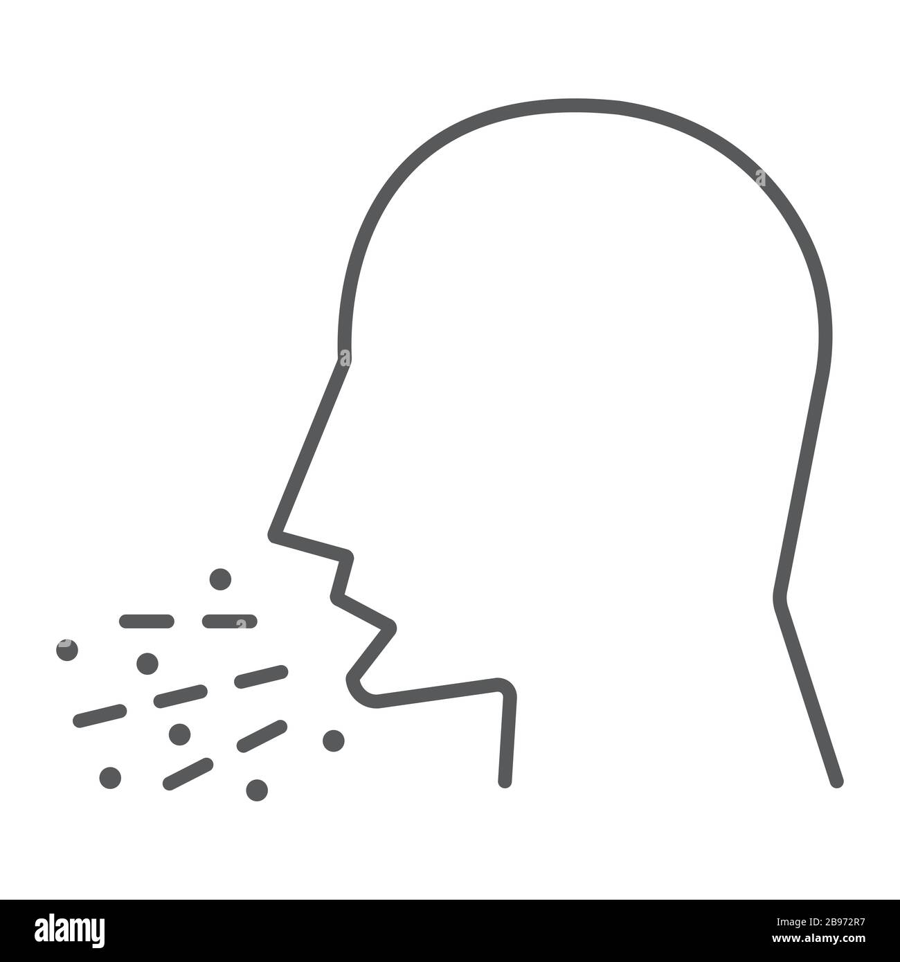 Cough thin line icon, coronavirus and flu, coughing man sign, vector ...