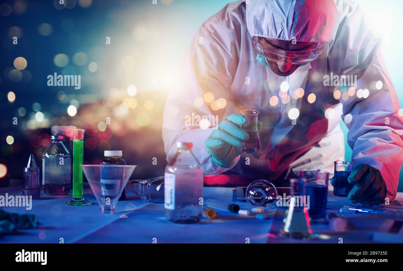 Medical researcher tries to find a solution to the virus. Concept of ...