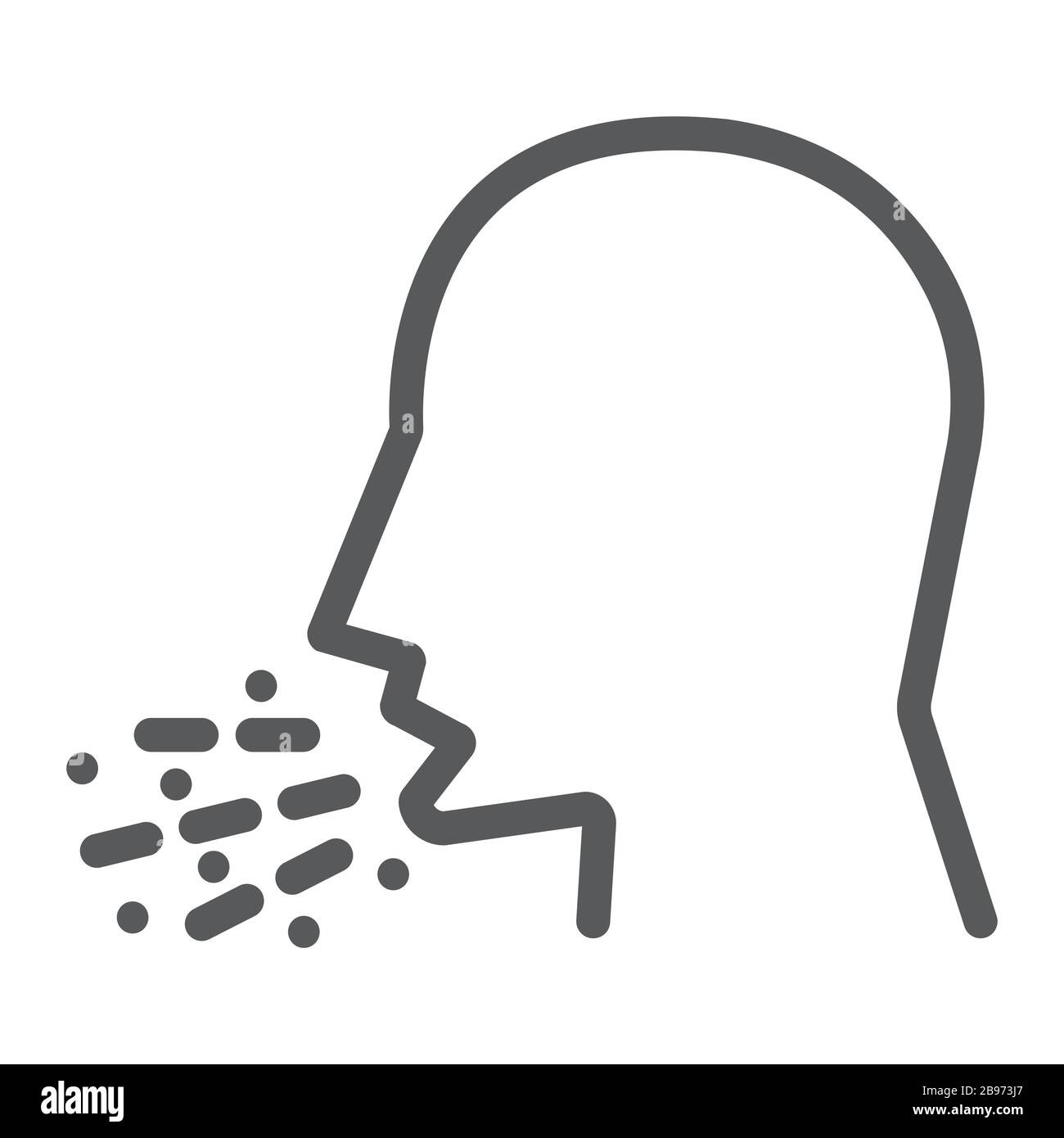 Cough line icon, coronavirus and flu, coughing man sign, vector ...