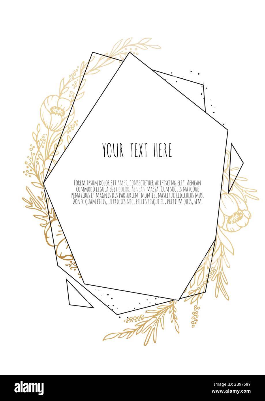 Hand Drawn Floristic Template, Frame with Delicate Flowers, Branches ...