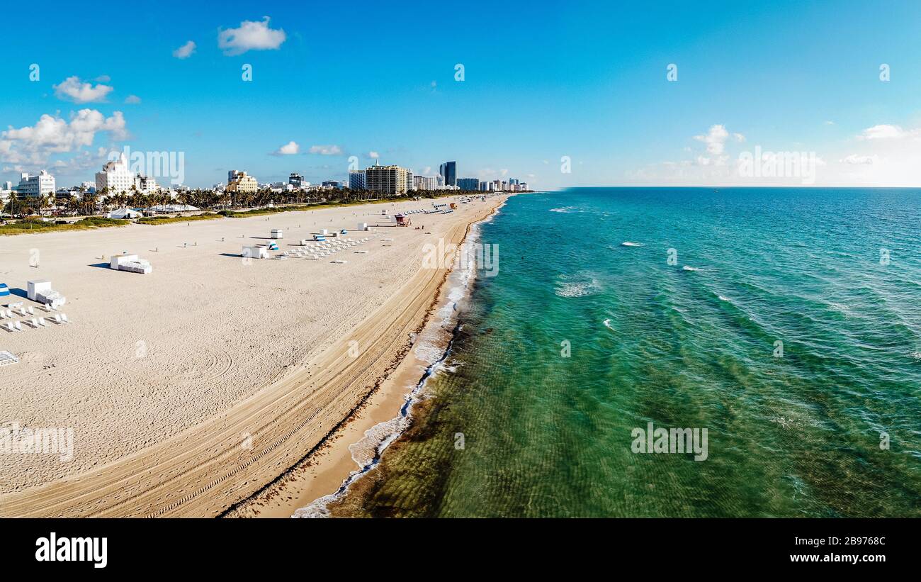 Miami Beach Florida, aerial view miami beach , drone view at sout beach ...