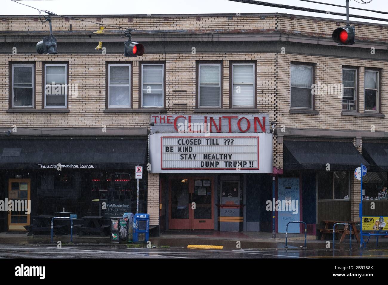 Portland, USA. 23rd Mar, 2020. A quieter than usual scene outside the ...