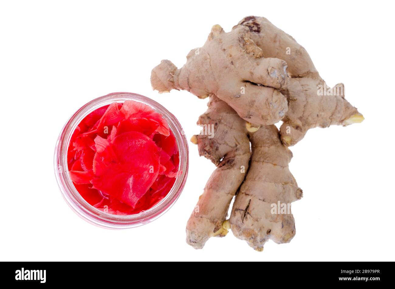 Fresh root and red pickled ginger. Studio Photo Stock Photo - Alamy