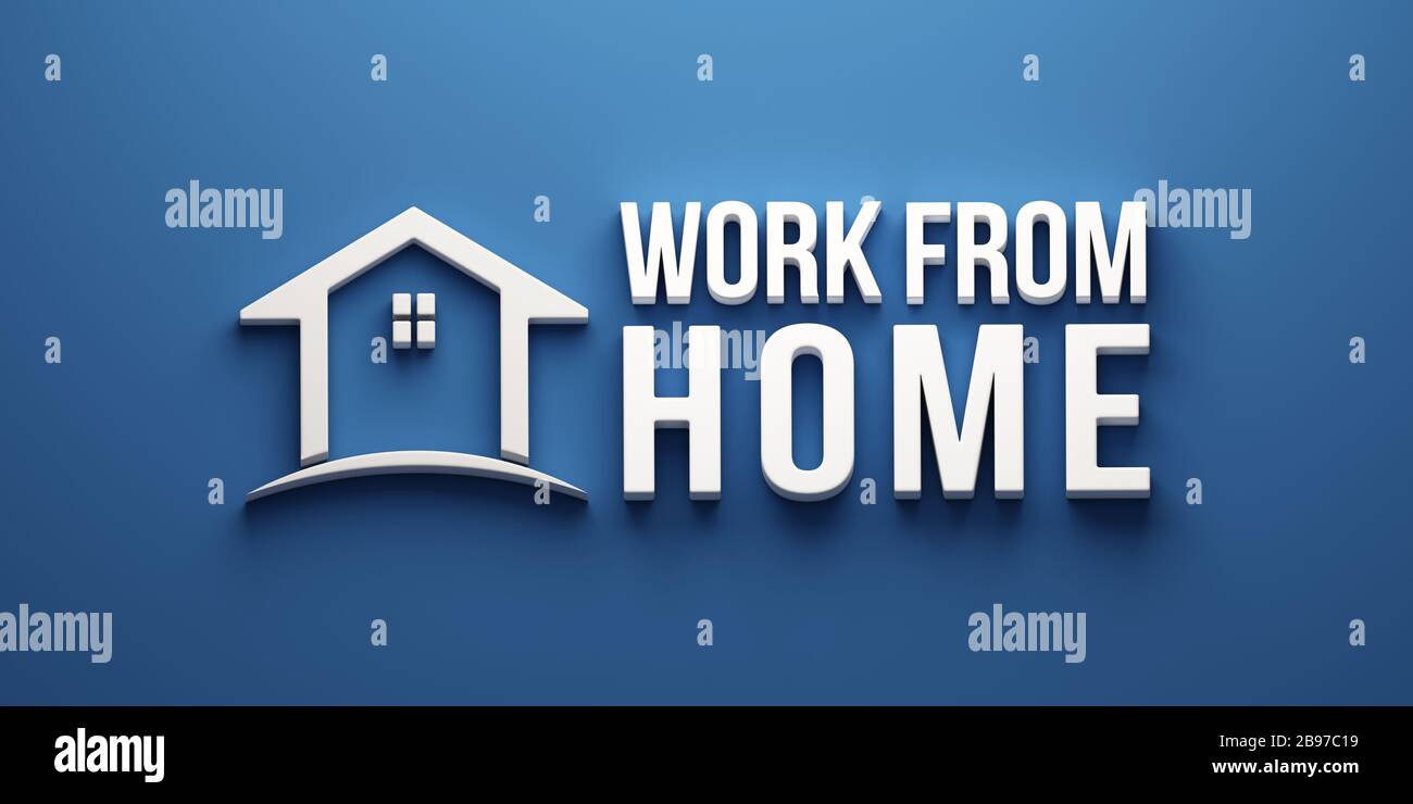 Work from Home Banner. 3D Render Illustration Stock Photo - Alamy
