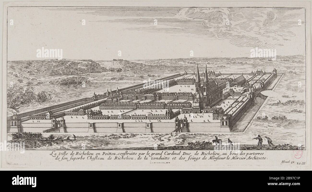 View and plan of the Church of St Roc. Jean Marot (1619-79), graveur ...