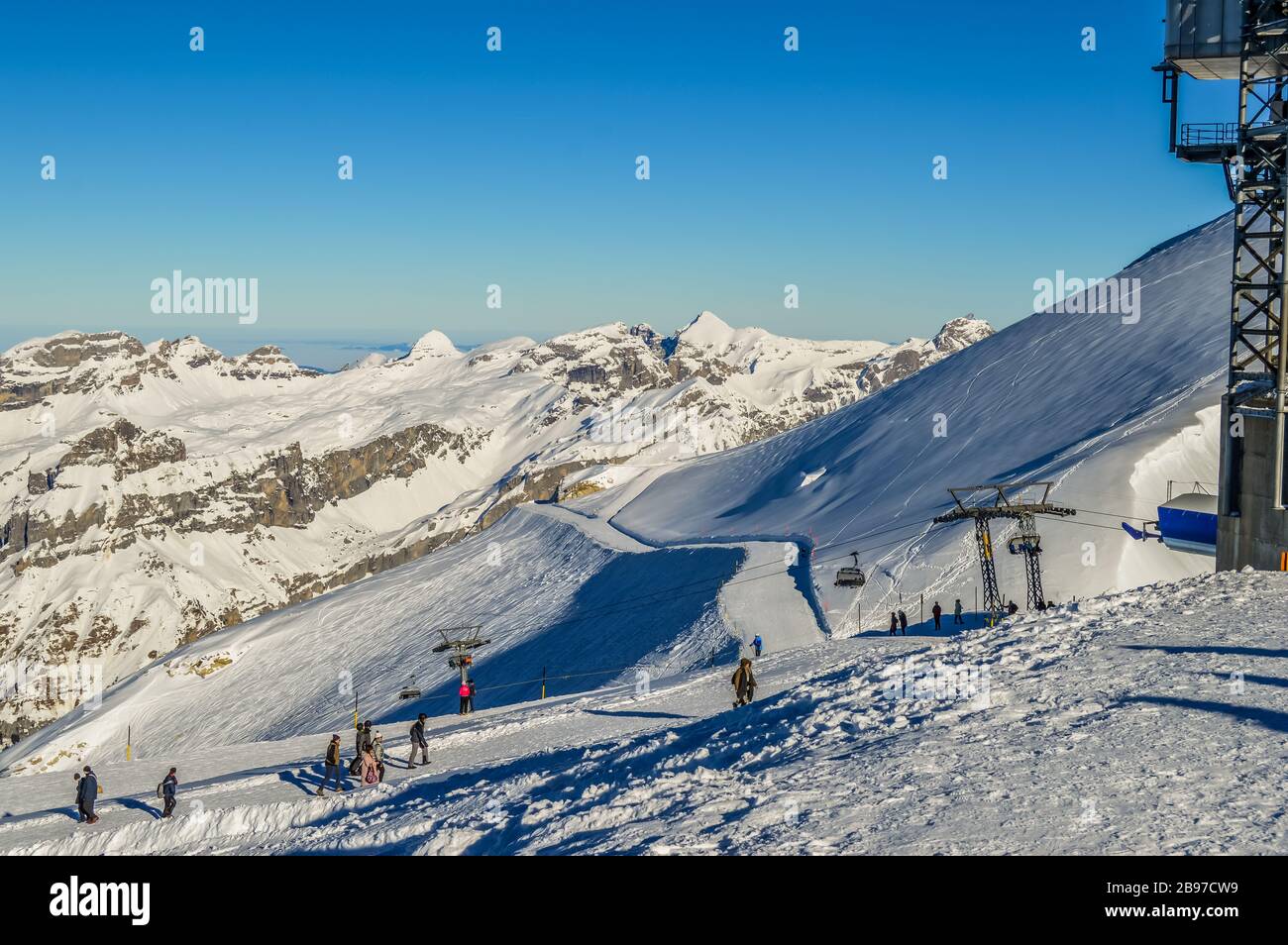 Snow and winter in Switzerland at Mount or Mt Titlis near Engelberg ...