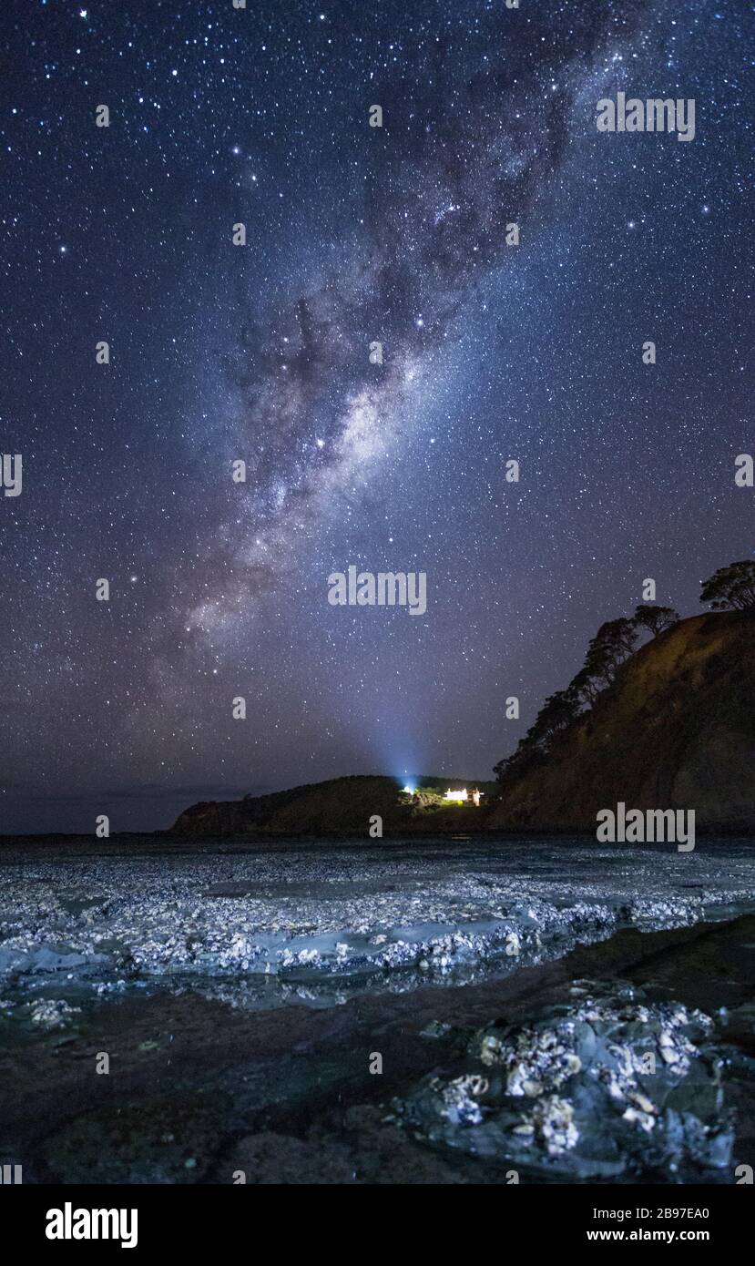 The milky way over Omaha Beach, New Zealand Stock Photo - Alamy