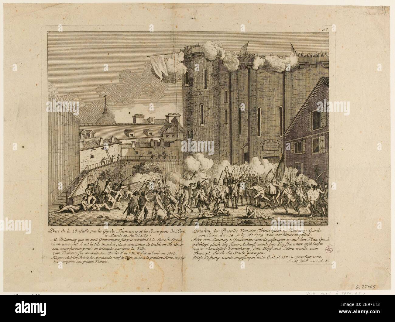 Storming of the Bastille by the French Guards and the Bourgeois of ...