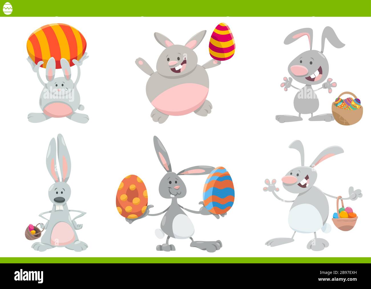 Cartoon Illustration of Funny Easter Bunnies on Easter Holiday Time ...