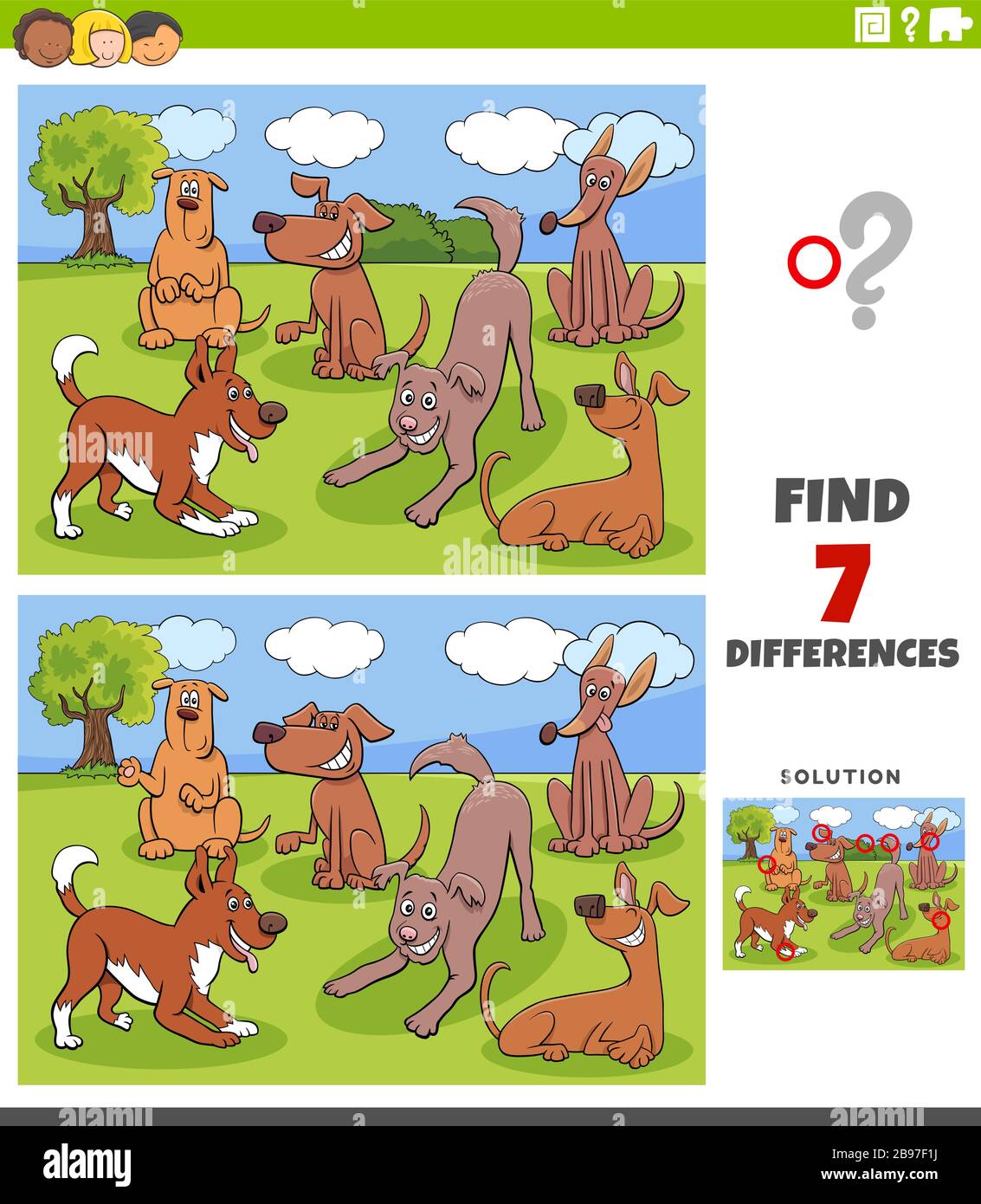 Cartoon Illustration of Finding Differences Between Pictures ...