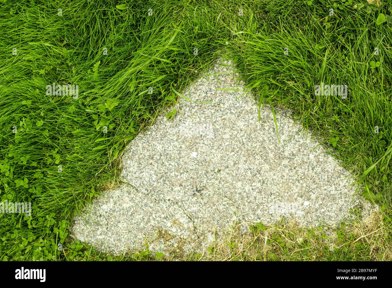 Stone footpath pattern with green grass background for interior design ...