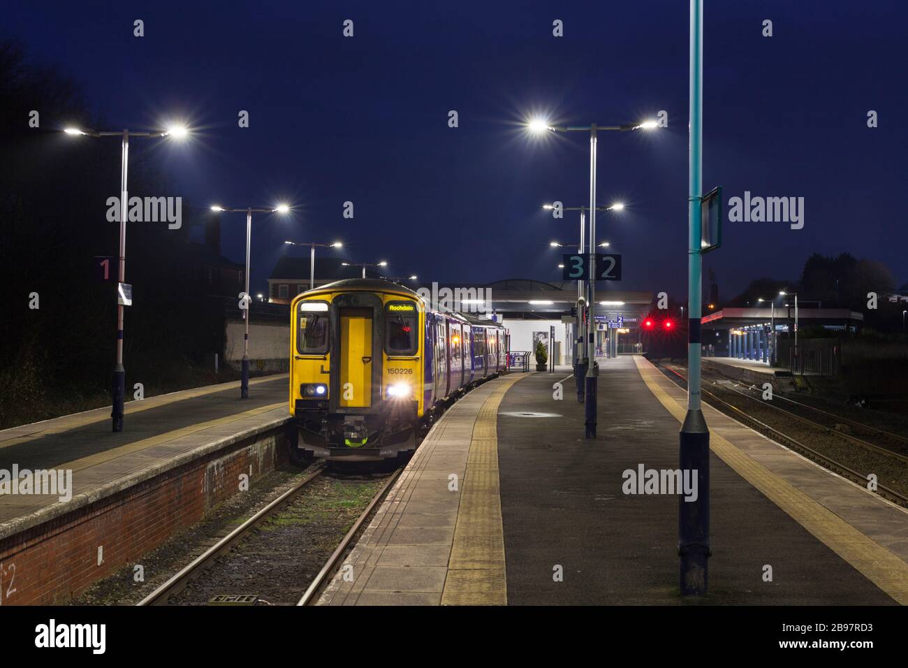 Northern Rail class 150 sprinter train waiting to depart from Blackburn ...