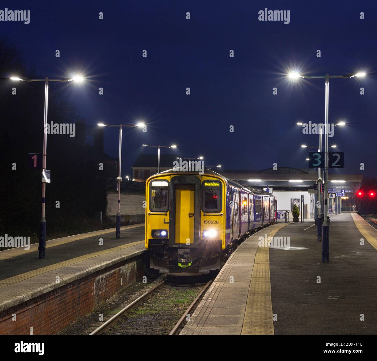 Northern Rail class 150 sprinter train waiting to depart from Blackburn ...