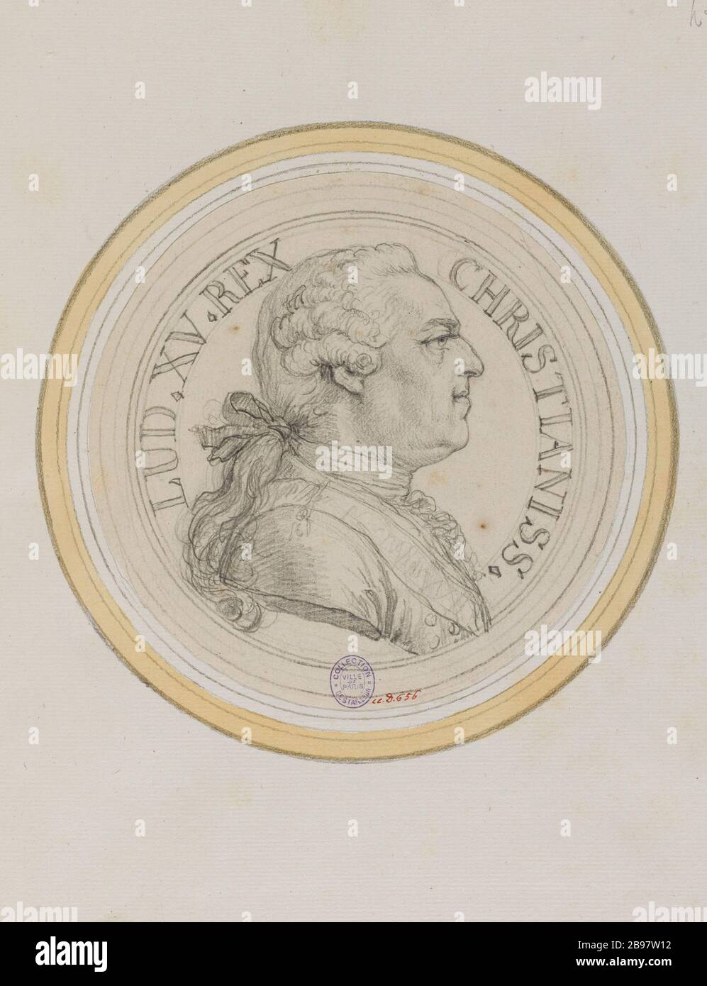 PORTRAIT LOUIS XV PROFILE RIGHT SUIT OF COURT AND CORDON BLEU Jean ...