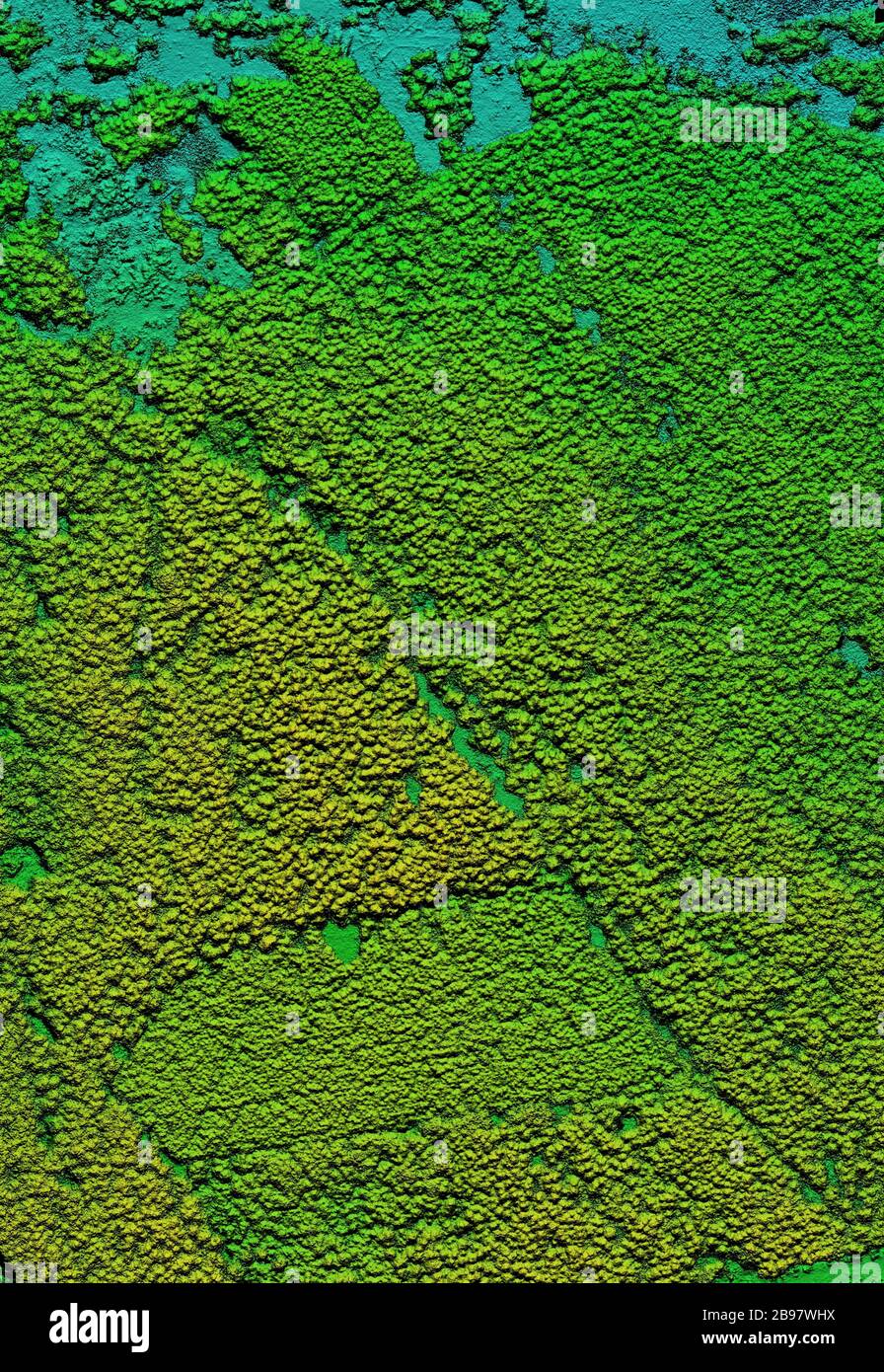 Digital elevation model. Hipsometric photo taken from a drone. It shows ...