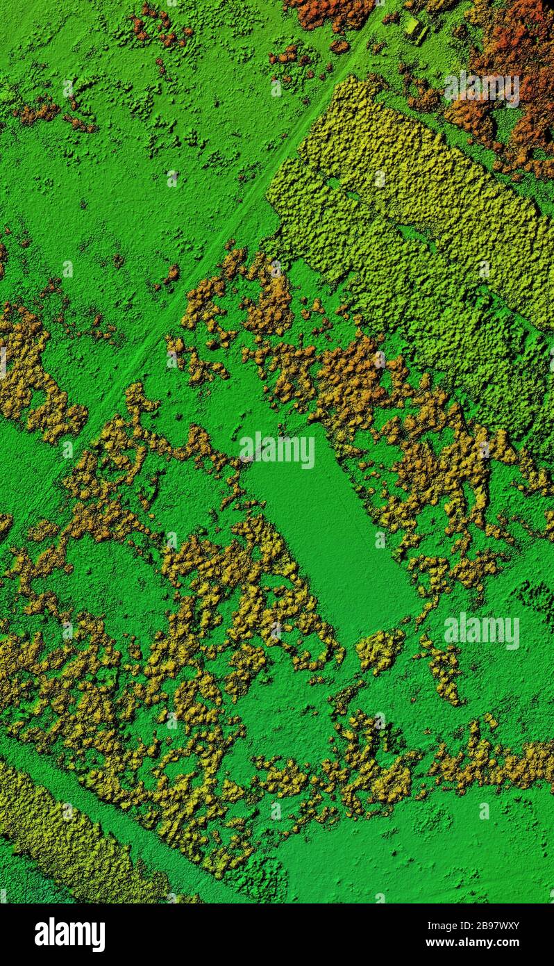 Digital elevation model. Hipsometric photo taken from a drone. It shows ...