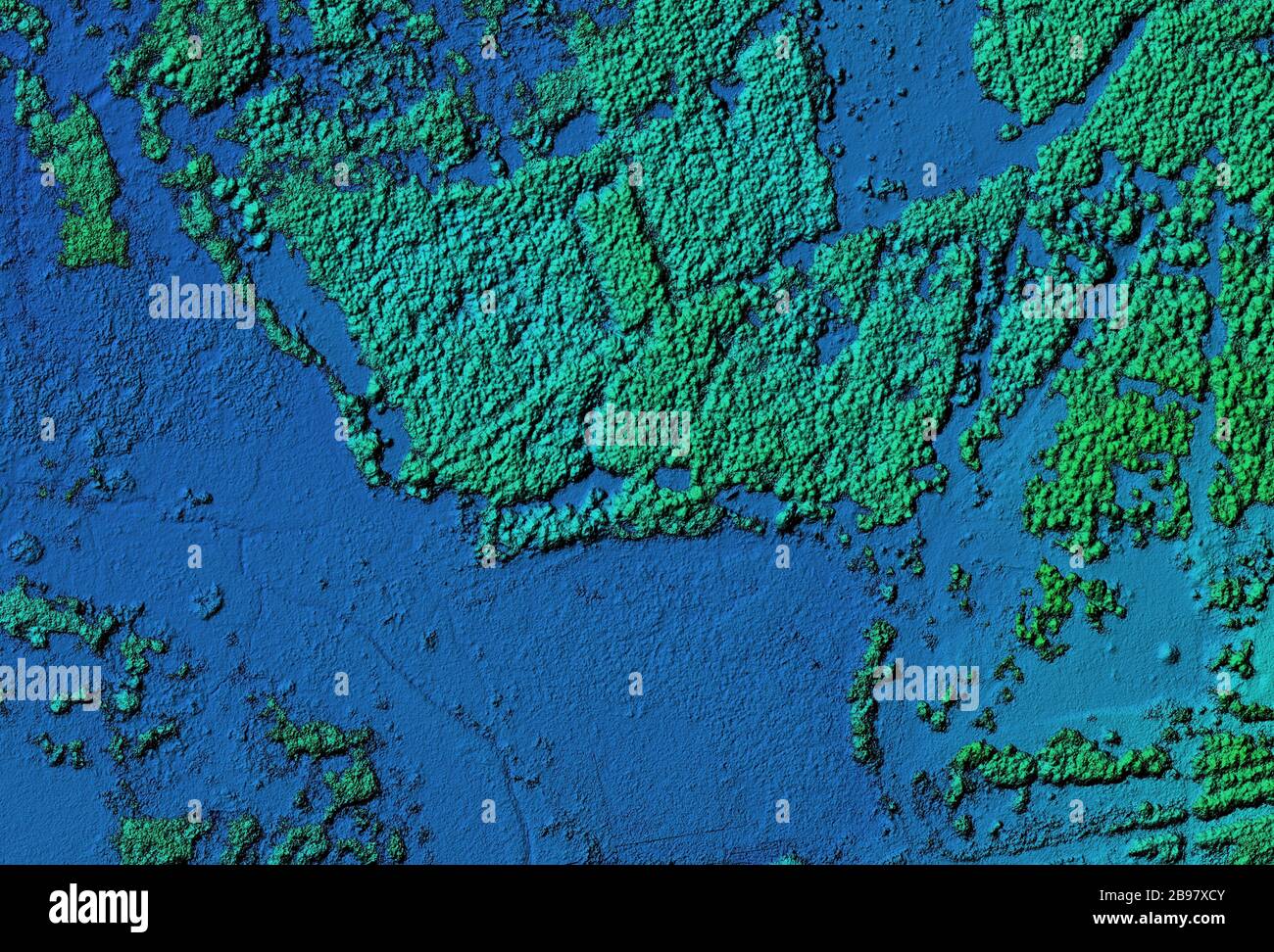 Digital elevation model. Hipsometric photo taken from a drone. It shows ...