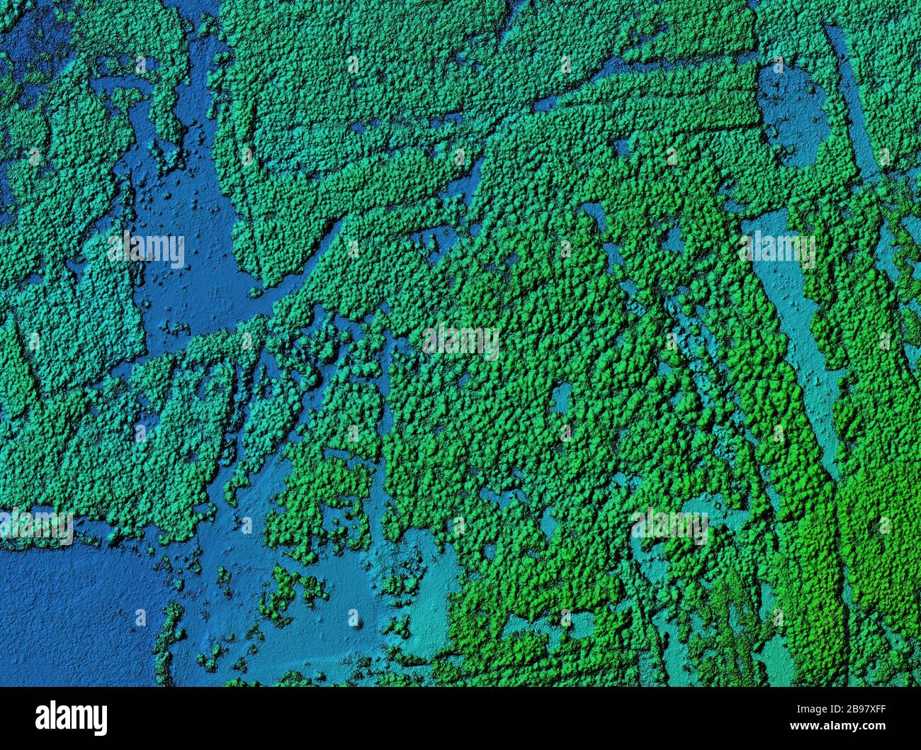 Digital elevation model. Hipsometric photo taken from a drone. It shows ...