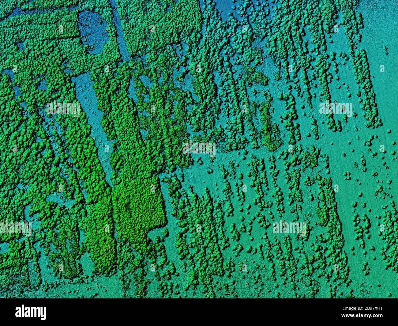 Digital elevation model. Hipsometric photo taken from a drone. It shows ...