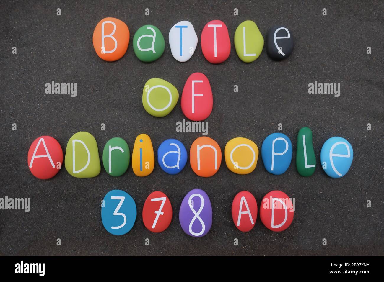 Battle of Adrianople, 378 AD, celebration with multi colored stone ...