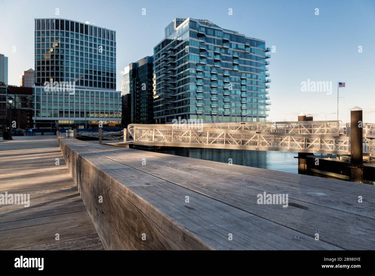 A view in perspective of the blue building Stock Photo - Alamy