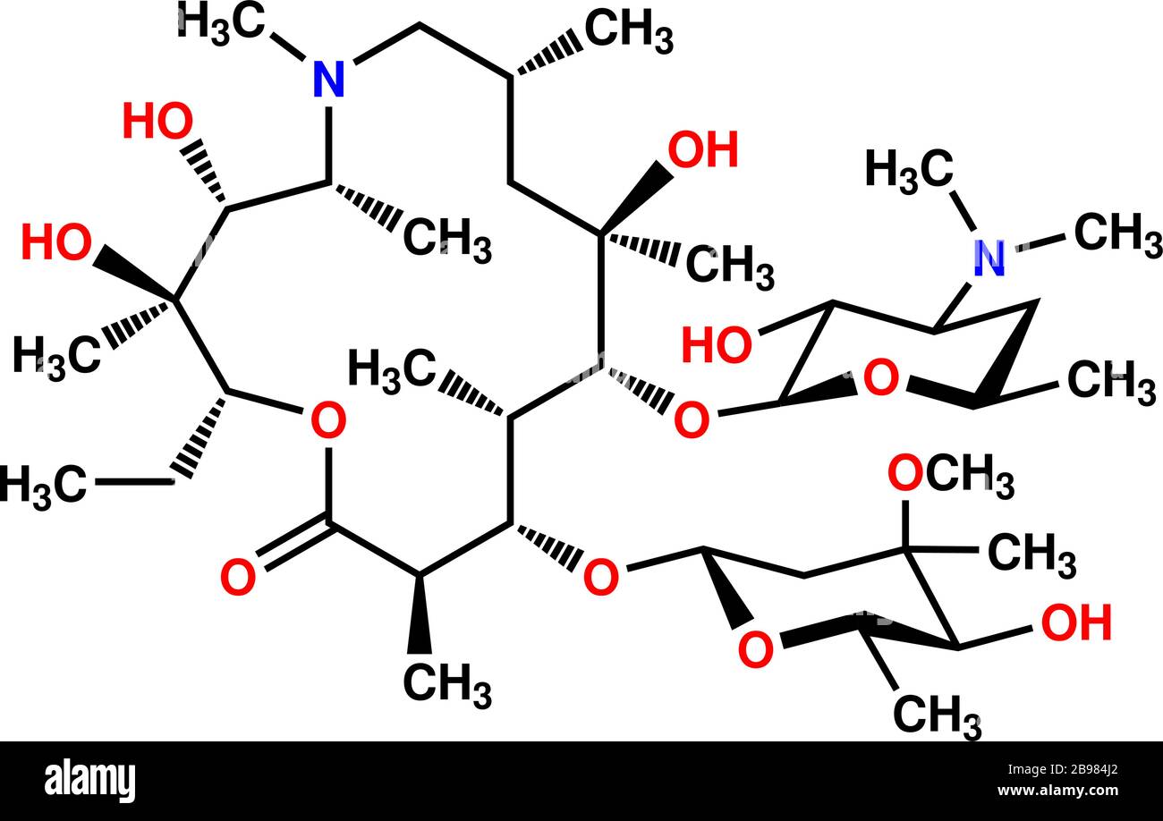Structural formula of Azithromycin, a perspective treatment of the ...