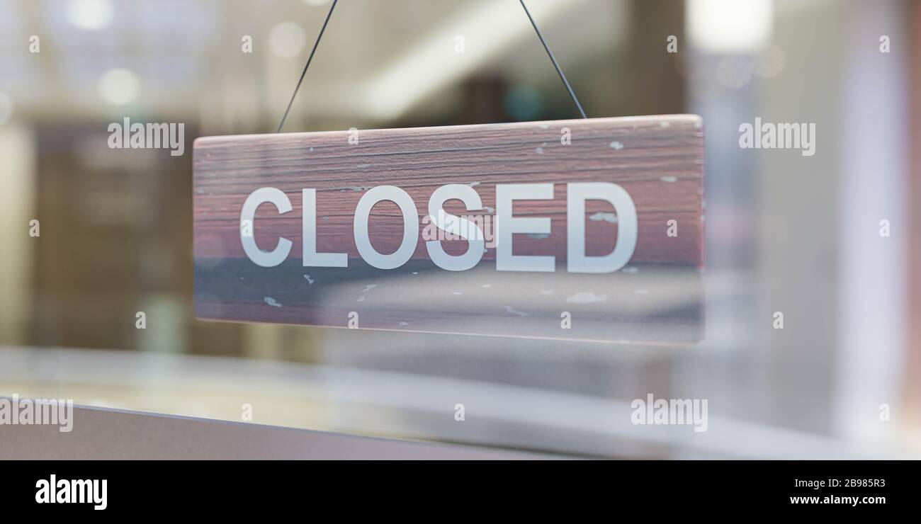 orange closed sign on shop glass shop door 3d illustration render ...