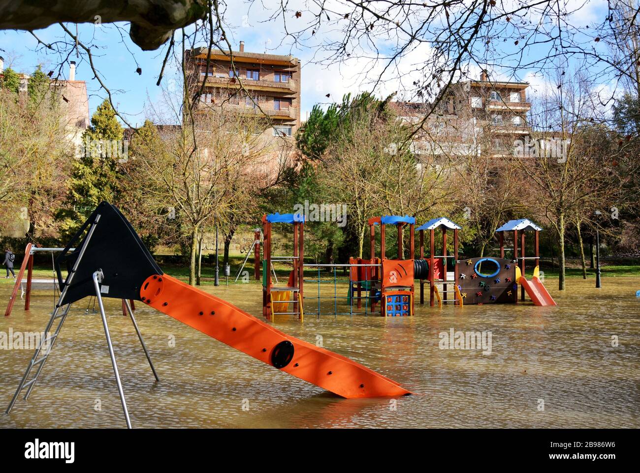 swings in the flooded park Stock Photo - Alamy