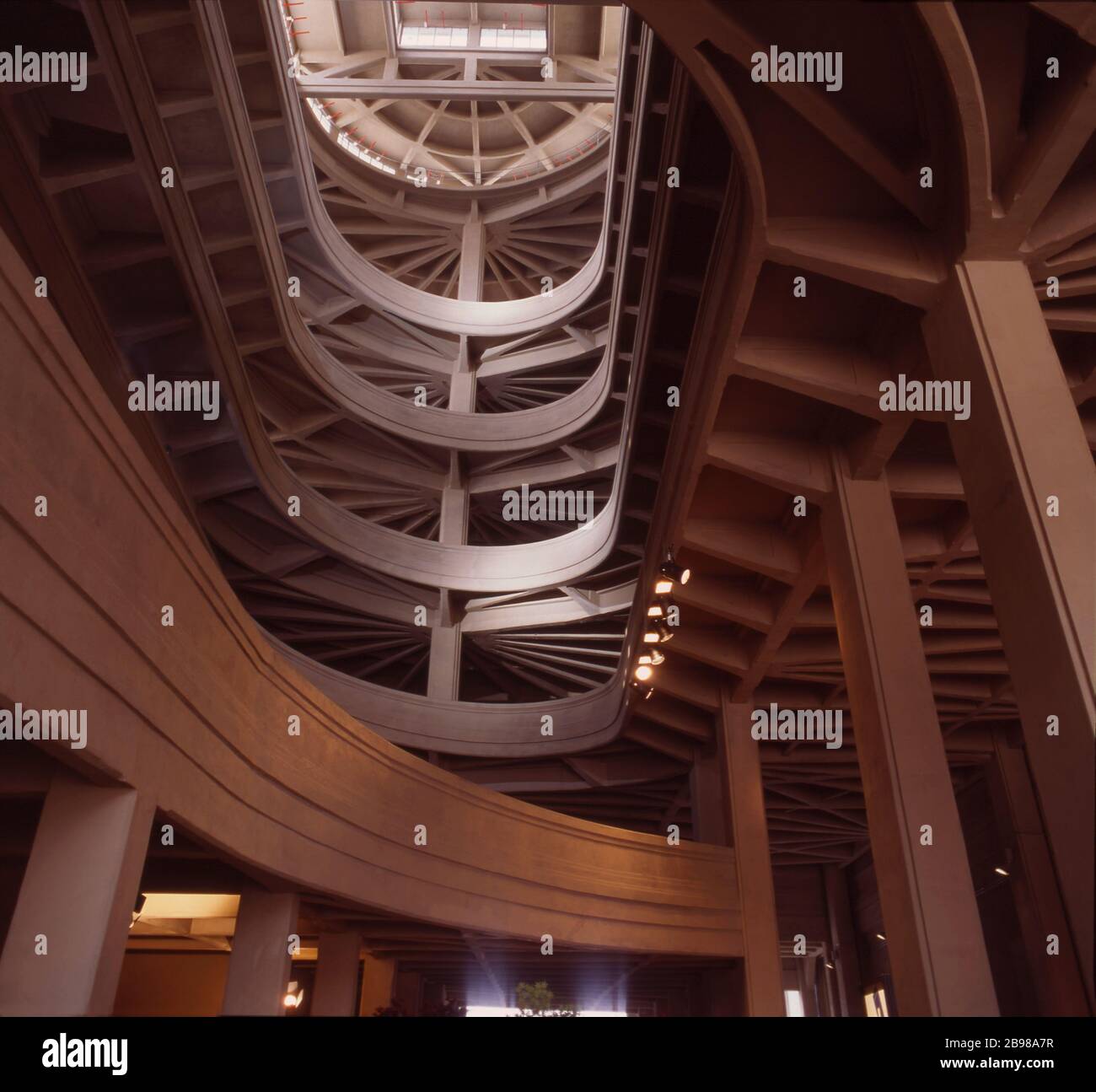 Turin, Piedmont, Italy. The old factory car ramp leading to the roof of ...