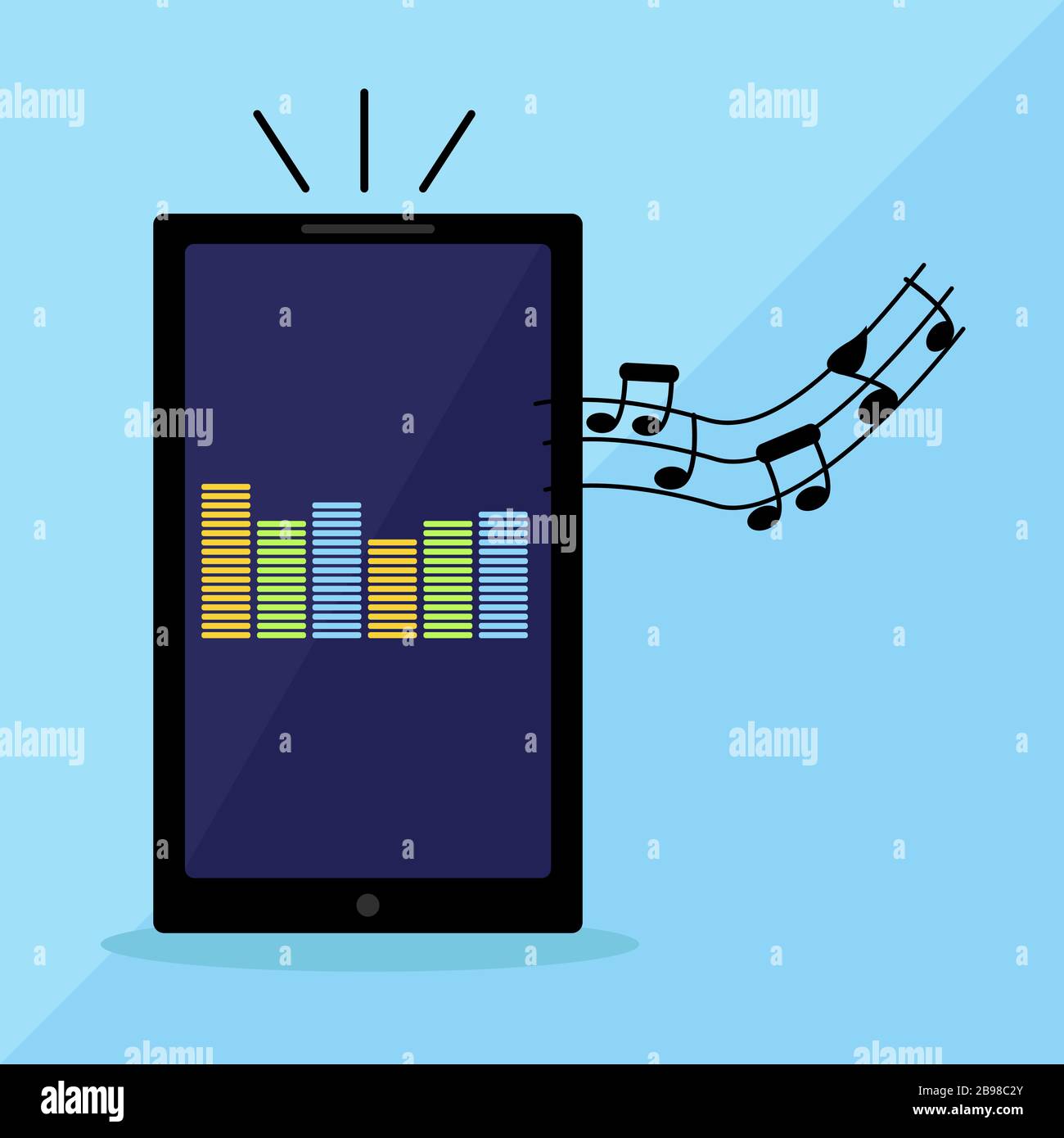 Flat Style Illustration of Music Player App on Cell Phone Stock Vector ...